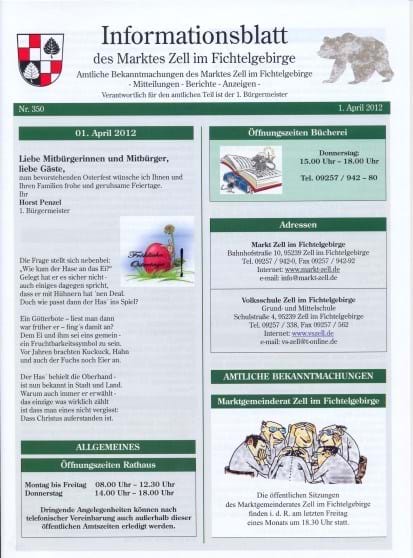 Informationsblatt | Markt Zell